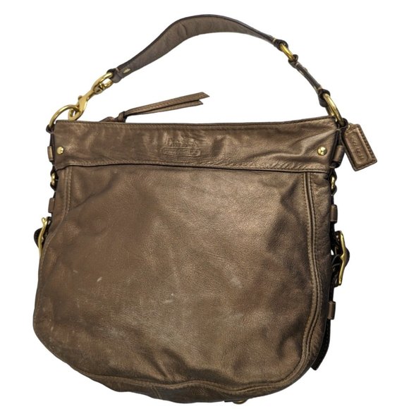 Coach | Bags | Coach Large Zoe Gold Metallic Leather Hobo Bag 2669 ...